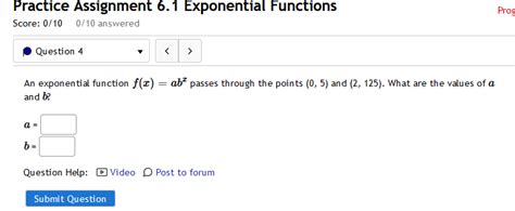 solved practice assignment 6 1 exponential functions score