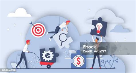 효과적인 협력과 팀워크 퍼즐 조각으로 일하는 직원 그룹 협력에 대한 스톡 벡터 아트 및 기타 이미지 협력 원조 연결