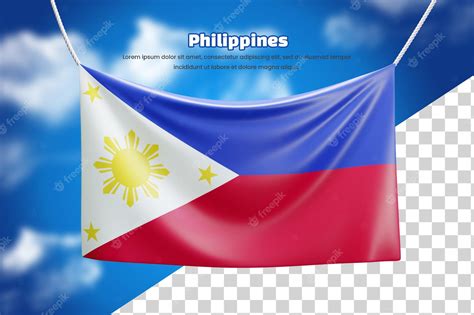 Premium Psd 3d Banner Flag Of Philippines Or 3d Philippines Waving Banner Flag