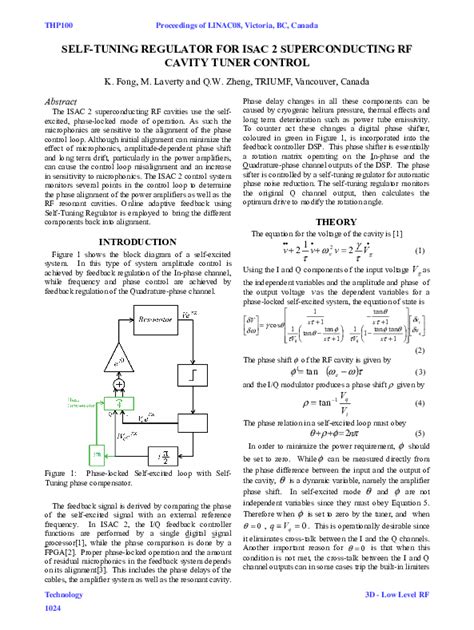Pdf Self Tuning Regulator For Isac 2 Superconducting Rf Cavity Tuner Control