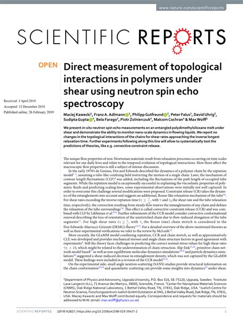 Pdf Direct Measurement Of Topological Interactions In Polymers Under