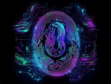 Premium Photo Futuristic Fingerprint Neon Illustration The Concept Of Cyber Security