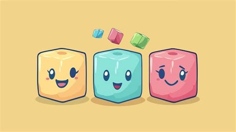 A Cartoon Illustration Of Colorful Cubes With Different Shapes