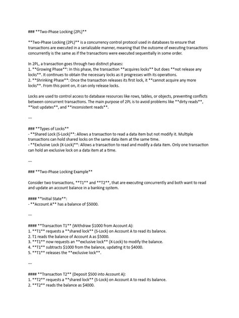 2 Phase Lock Pdf Database Transaction Concurrency Computer Science