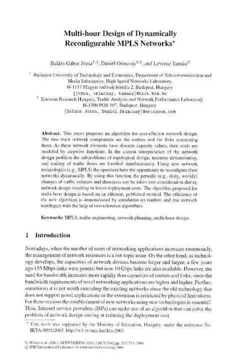 Pdf Multi Hour Design Of Dynamically Reconfigurable Mpls · Pdf