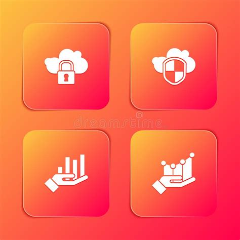 Set Cloud Computing Lock And Shield Pie Chart Infographic And Icon Vector Stock Vector