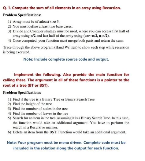 Solved Q 1 Compute The Sum Of All Elements In An Array