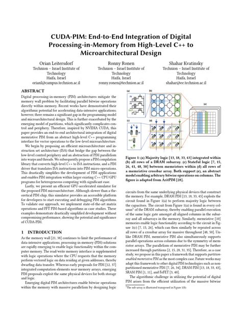 No01 Cuda Pim End To End Integration Of Digital Processing In Memory Wcode Pdf