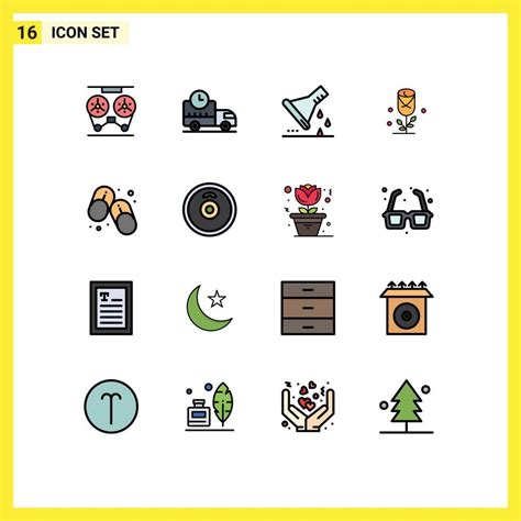 16 User Interface Flat Color Filled Line Pack Of Modern Signs And Symbols Of Wedding Love Truck