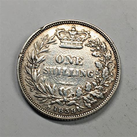 1839 Great Britain Silver Shilling Coin Victoria Property Room