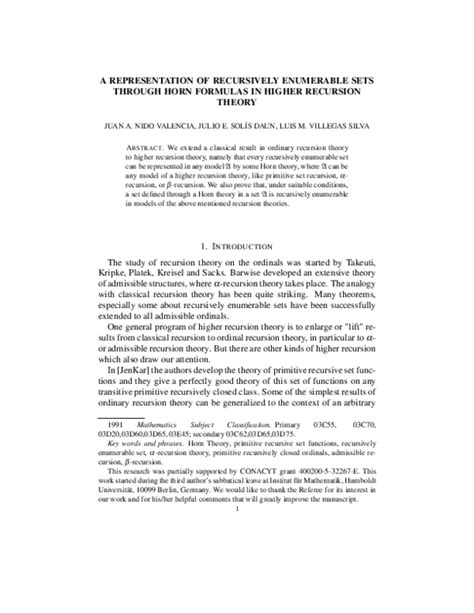 pdf a representation of recursively enumerable sets through horn