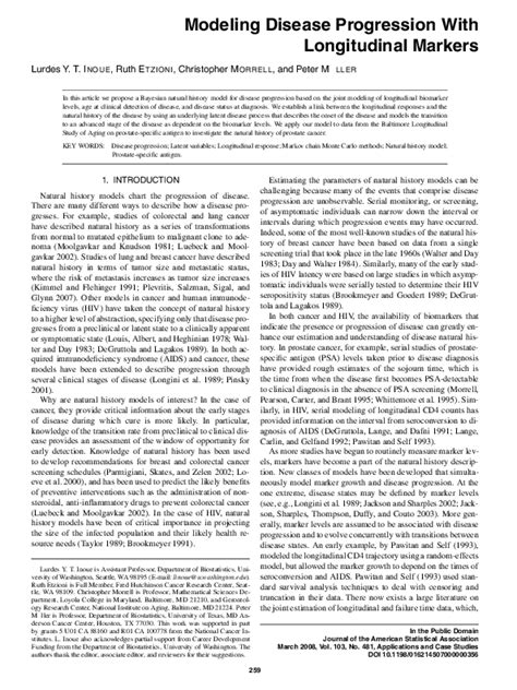 pdf modeling disease progression with longitudinal markers