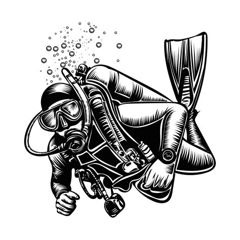 Scuba Diver Illustration Design Style 42886544 Vector Art At Vecteezy