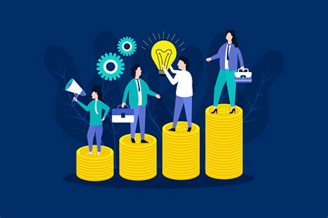 다른 스택 황금 동전에 서 있는 사업가 사무실 노동자 급여 소득 차이 개념 소기업에 대한 스톡 벡터 아트 및 기타 이미지 소기업 기업 비즈니스 비즈니스 Istock