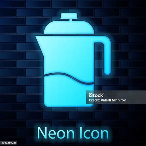 벽돌 벽 배경에 고립 된 빛나는 네온 프랑스어 프레스 아이콘 벡터 금속에 대한 스톡 벡터 아트 및 기타 이미지 금속 다중 색상 단일 객체 Istock