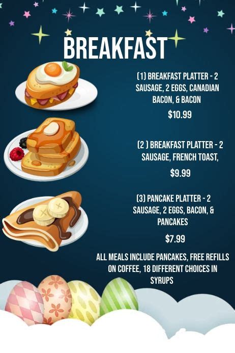 Restaurant Breakfast Menu Template Breakfast Menu Design Breakfast