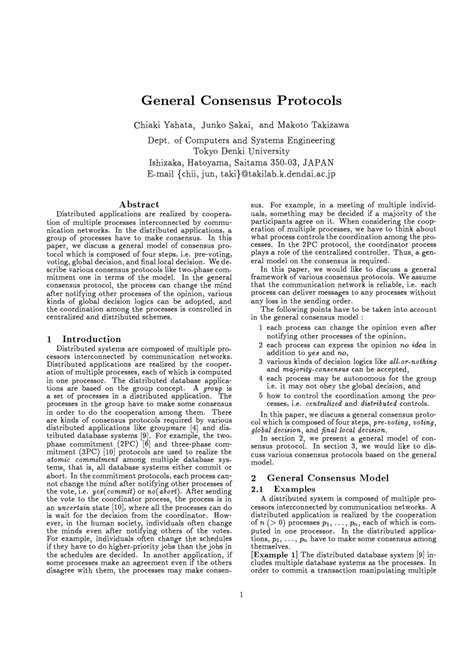Pdf General Consensus Protocols
