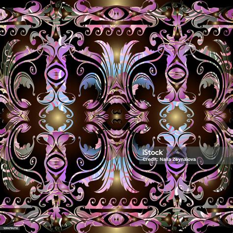 화려한 꽃 바로크 원활한 테두리 패턴입니다 벡터 장식용 골동품 배경입니다 빈티지 추상 우아함 바로크 빅토리아 스타일 장식입니다 테두리 배경을 반복 합니다 현대 그리스어