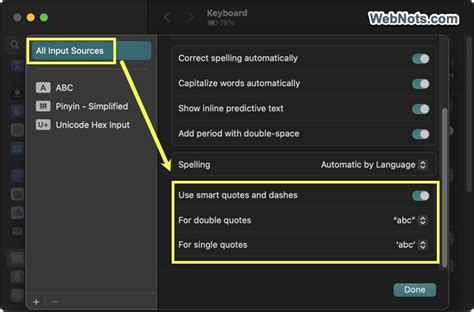 how to disable curly quotes on mac and use straight quotes webnots