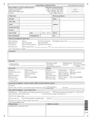 Fillable Online Laboratory Request Form One Specimen Per Sheet Fax Email Print PdfFiller