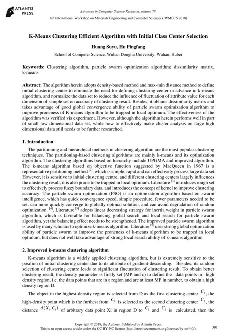 pdf k means clustering efficient algorithm with initial class center selection