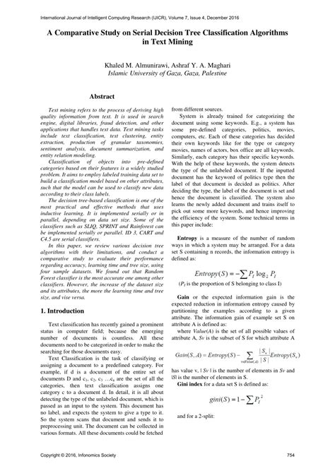 Pdf A Comparative Study On Serial Decision Tree Classification Algorithms In Text Mining