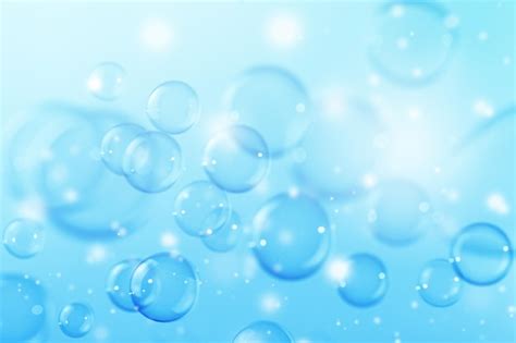 아름 다운 투명 빛나는 파란색 비누 거품 배경 축 하 흰색 Bokeh 거품 배경 프리미엄 사진