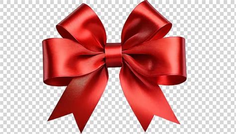투명한 배경에 고립 된 빨간 리본 활 프리미엄 Ai 생성 Psd