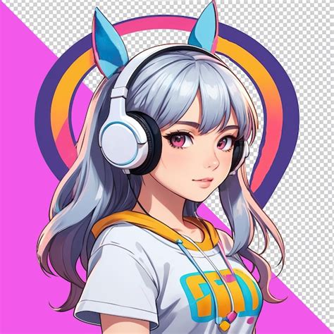Premium Psd Illustration Of Cute Anime Girl Wearing Headphones