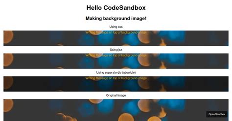 Creating Background Image Codesandbox