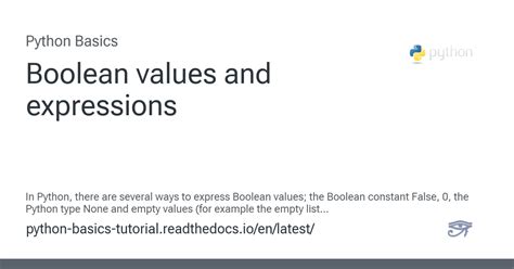 Boolean Values And Expressions Python Basics 2510