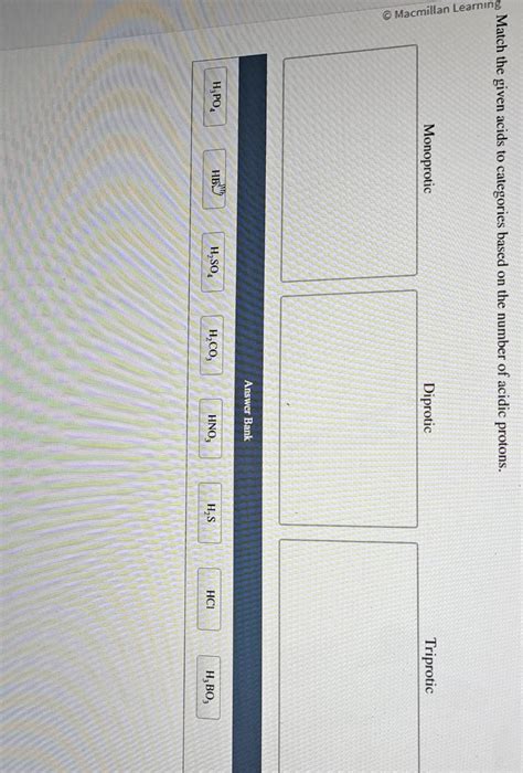 Solved Match The Given Acids To Categories Based On The Chegg Com