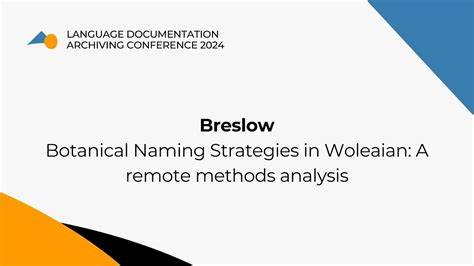 Botanical Naming Strategies In Woleaian A Remote Methods Analysis Youtube