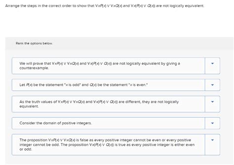 Solved Arrange The Steps In The Correct Order To Show That Chegg Com