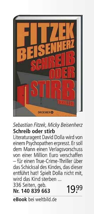 Sebastian Fitzek Micky Beisenherz Schreib Oder Stirb Angebot Bei Weltbild 1prospekte De