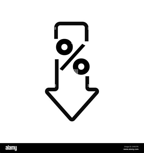 Percentage Discount Icon Black Arrow Pointing Down Stock Vector Image
