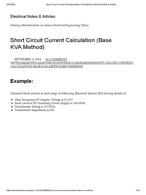 Short Circuit Current Calculation Base Kva Method Pdf Transformer Electrical Impedance