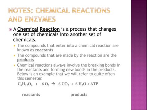 Notes Chemical Reactions And Enzymes Ppt Download