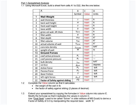 Solved 11 Using Microsoft Excel Build A Sheet From Cells