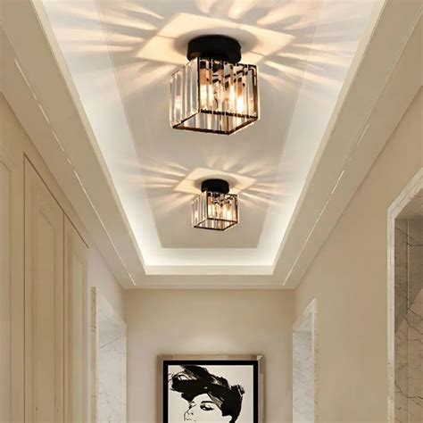 Passage Ceiling Lights Black And Gold Hallway Lights Square Flush