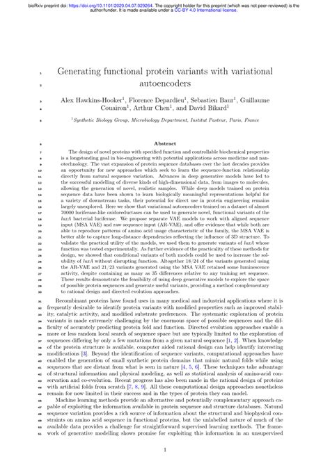 pdf generating functional protein variants with variational autoencoders