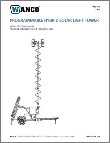 Programmable Hybrid Solar Light Towers Wanco Inc