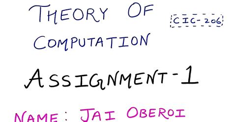 Theory Of Computation TOC Assignment 1