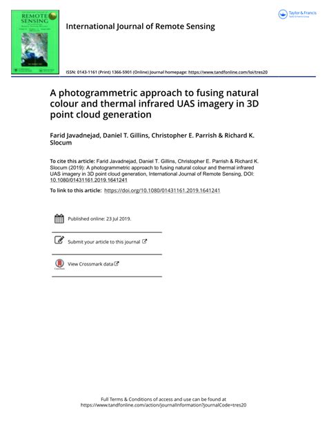 PDF A Photogrammetric Approach To Fusing Natural Colour And Thermal Infrared UAS Imagery In D