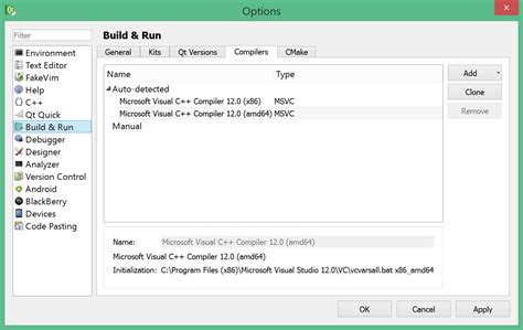Visual C Qt Creator 281 Msvc 2013 Express No Compiler Can