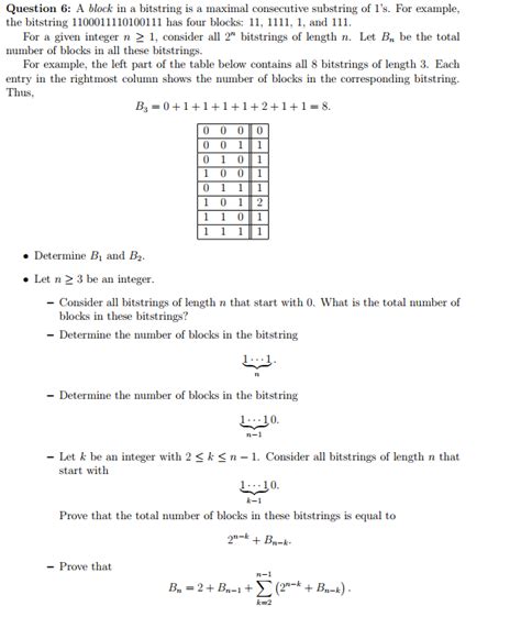 Solved Question 6 A Block In A Bitstring Is A Maximal Chegg Com
