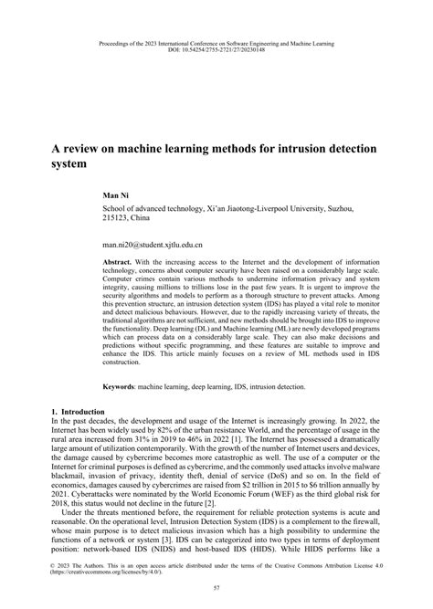 Pdf A Review On Machine Learning Methods For Intrusion Detection System