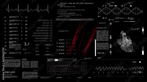 Medical Hud Analyzing Cardiac Diagnosis Dna Heard Rate Monitor Futuristic Technological