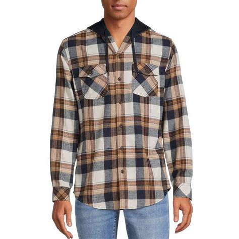 Burnside Mens Plaid Hooded Flannel Shirt Sizes S 2xl