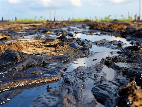 Premium Photo Crude Oil Spills On Land Pollution